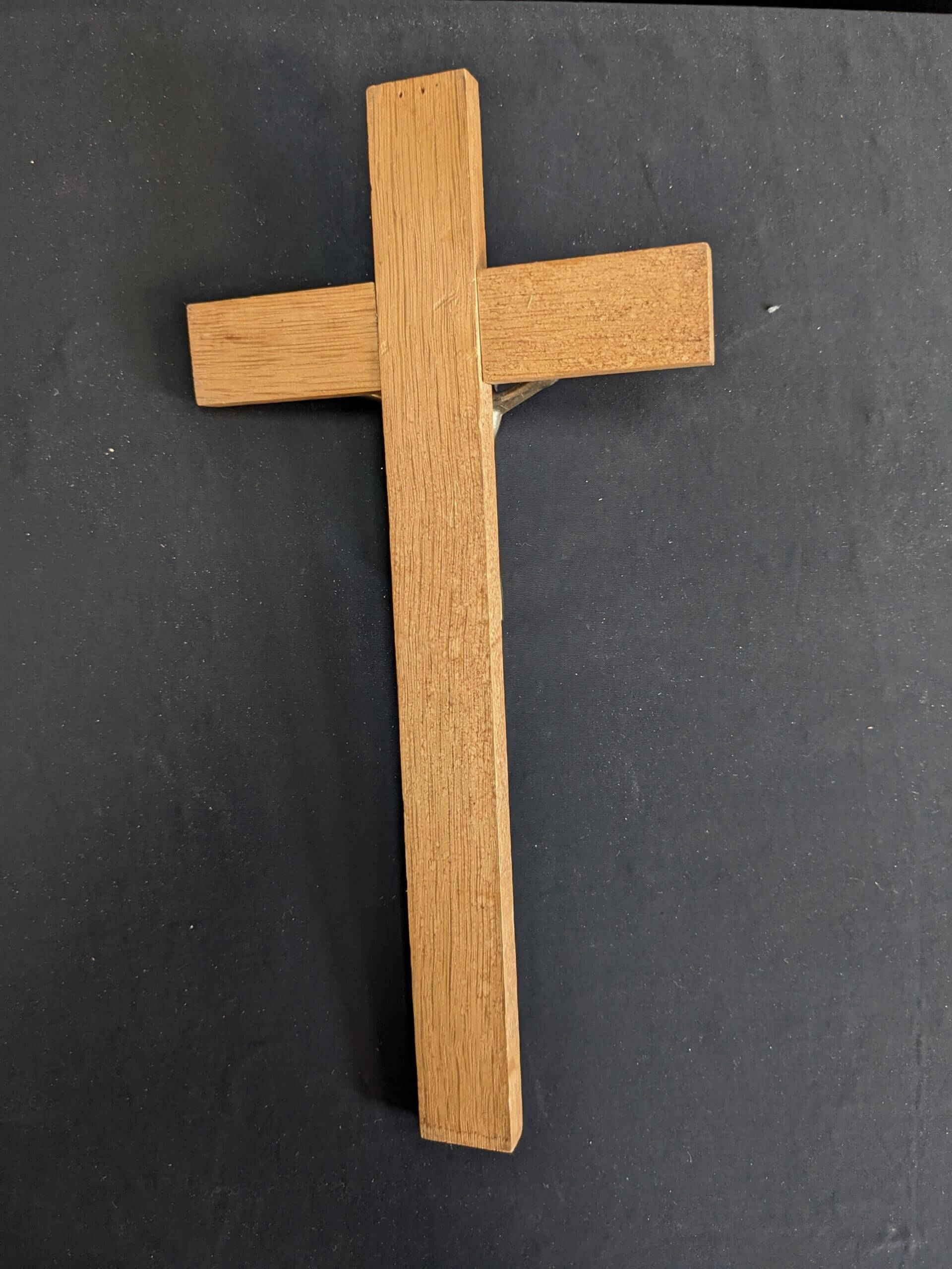 Small French Oak & Gold Spelter Crucifix with INRI Plaque - Antique ...