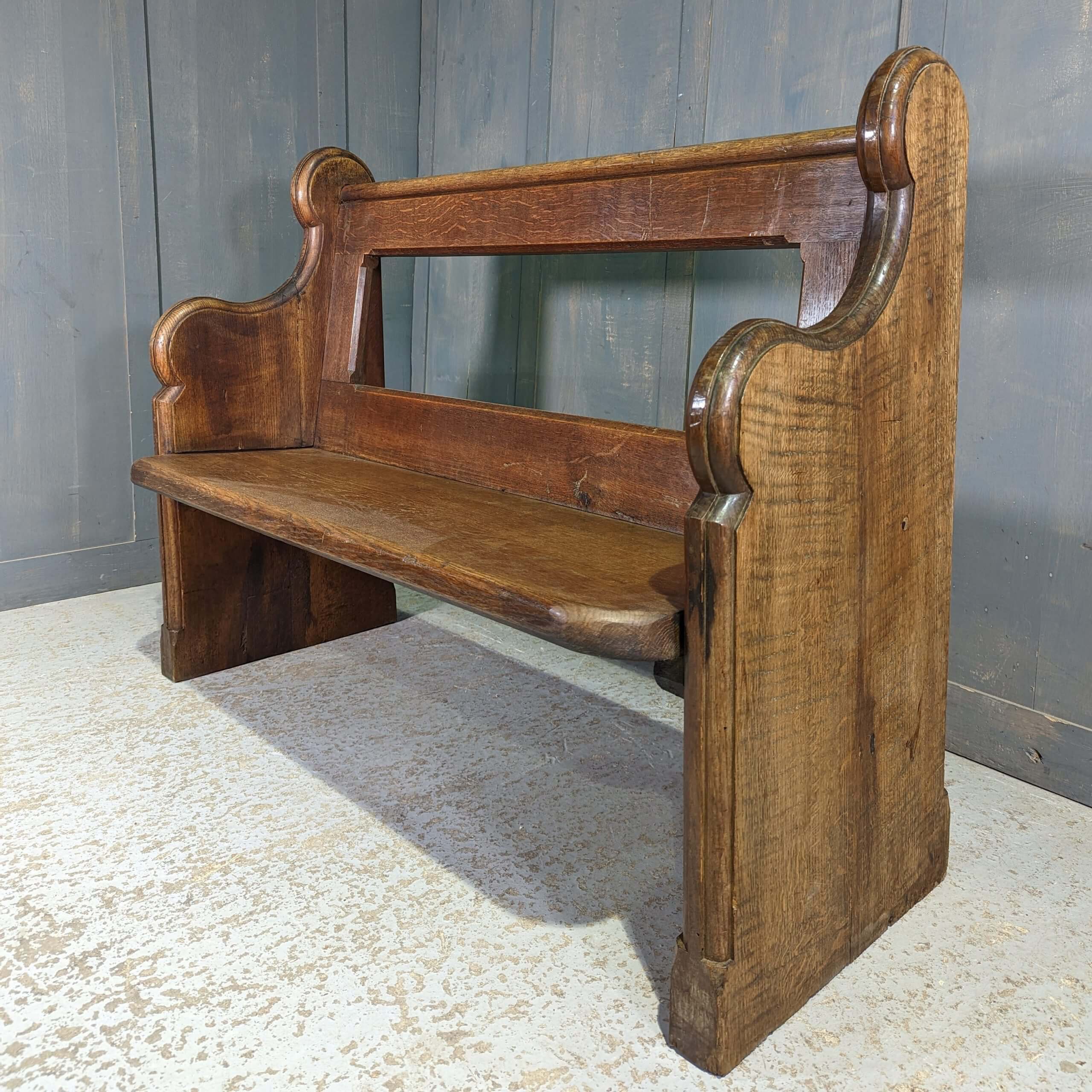 Solid Oak Open Back Shapely Ended Church Chapel Short Pews Benches ...