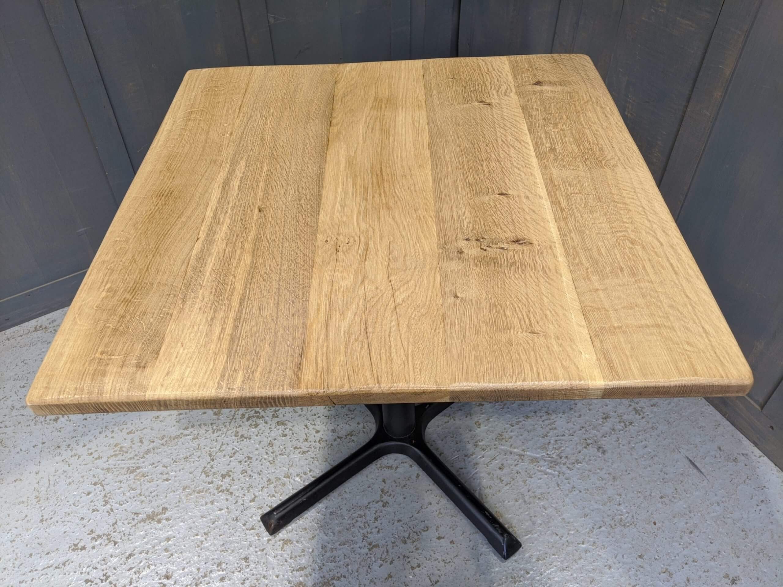 Solid Oak Plank Top Pedestal Table - Antique Church Furnishings