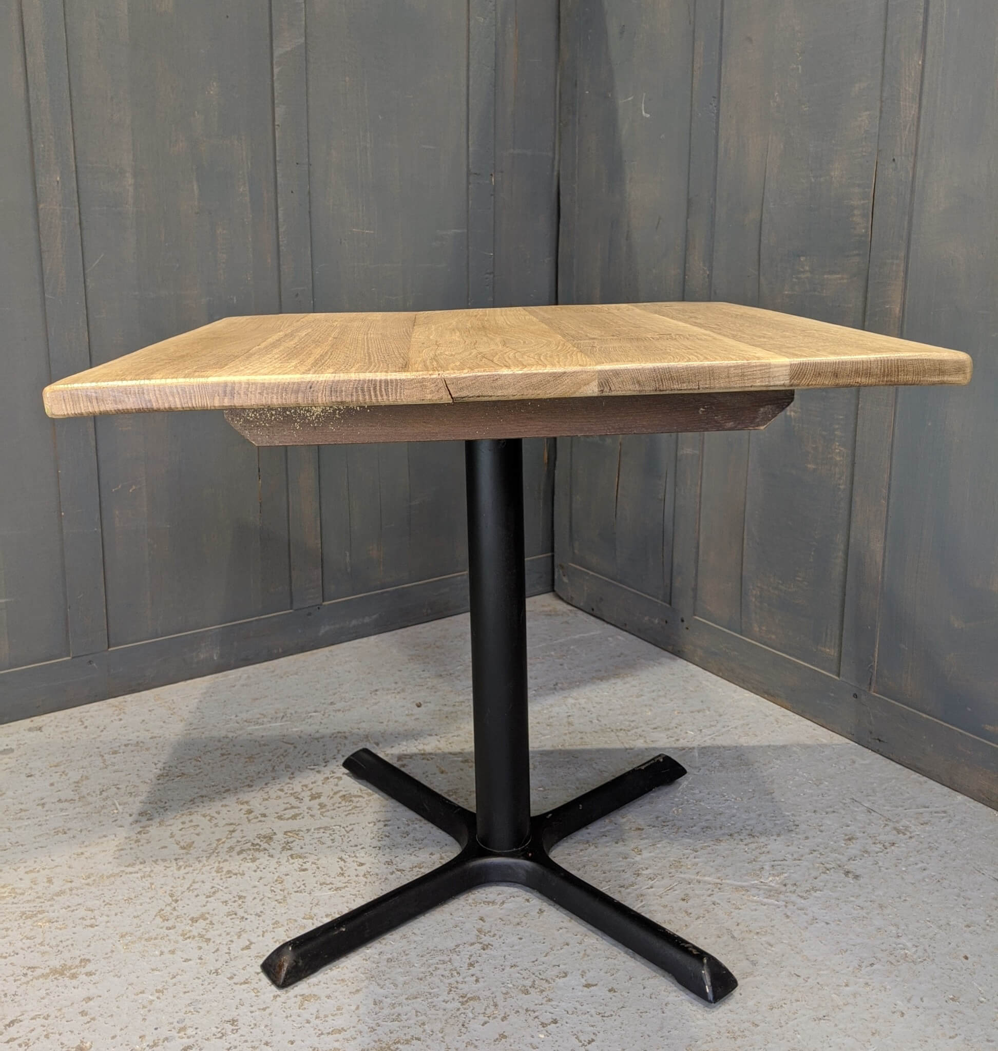 Solid Oak Plank Top Pedestal Table - Antique Church Furnishings