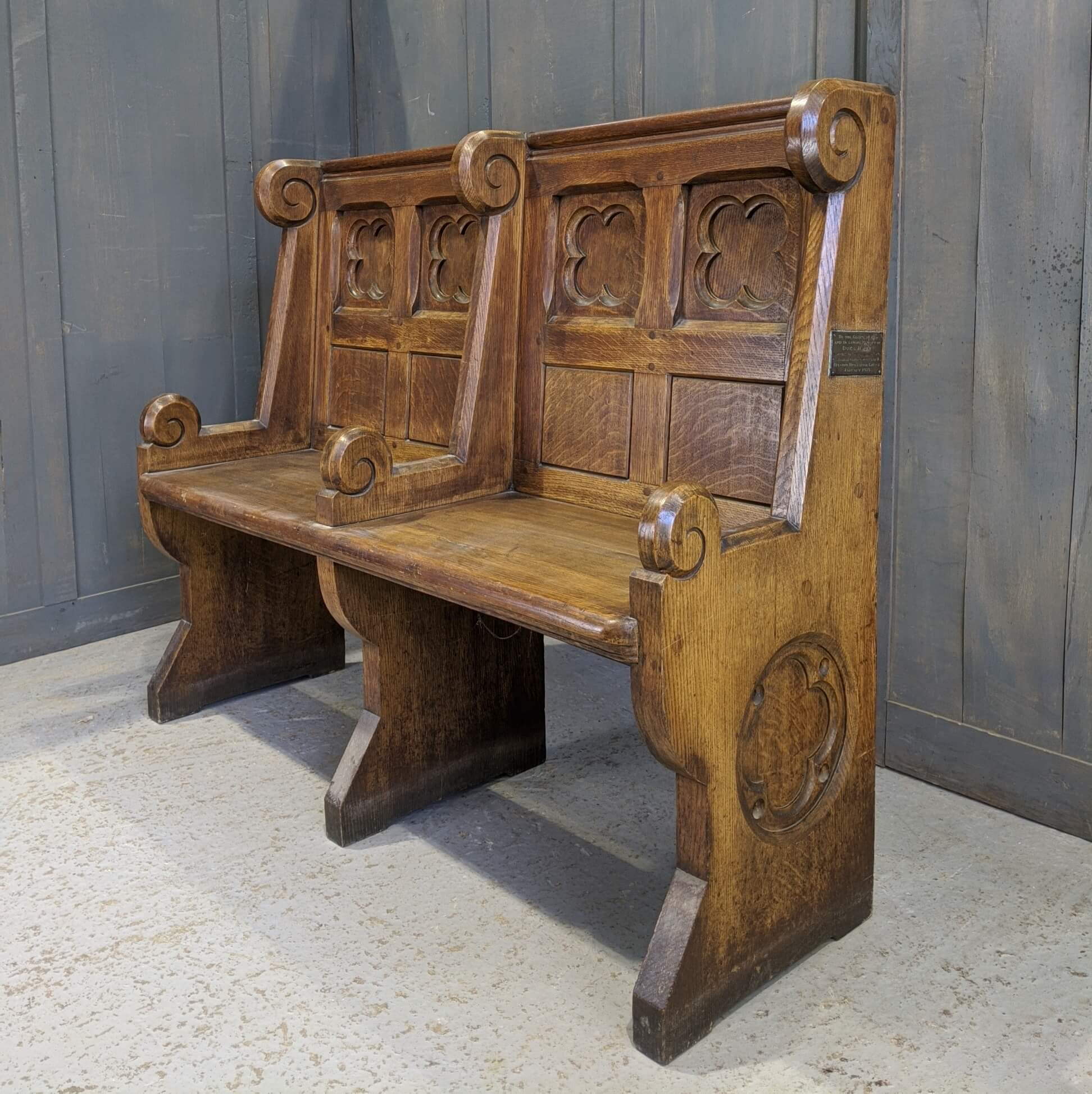 Special Gothic Cheshire Two Seater Antique Oak Clergy Church Pew Bench ...