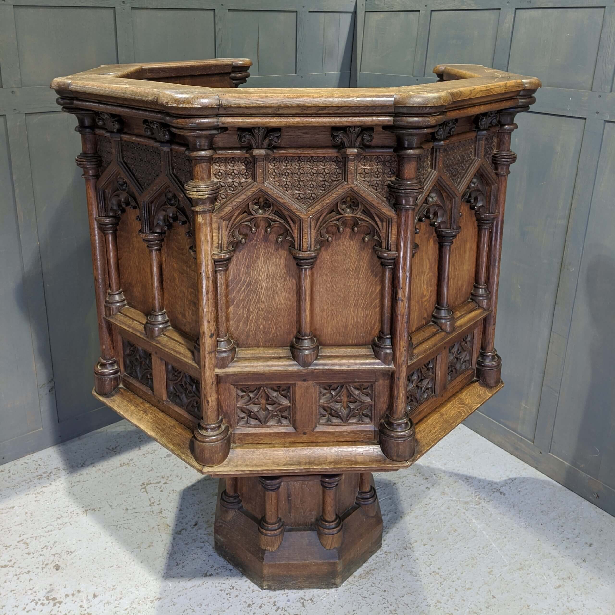 Spectacular Antique Oak Victorian Church Pulpit from Christ Church ...