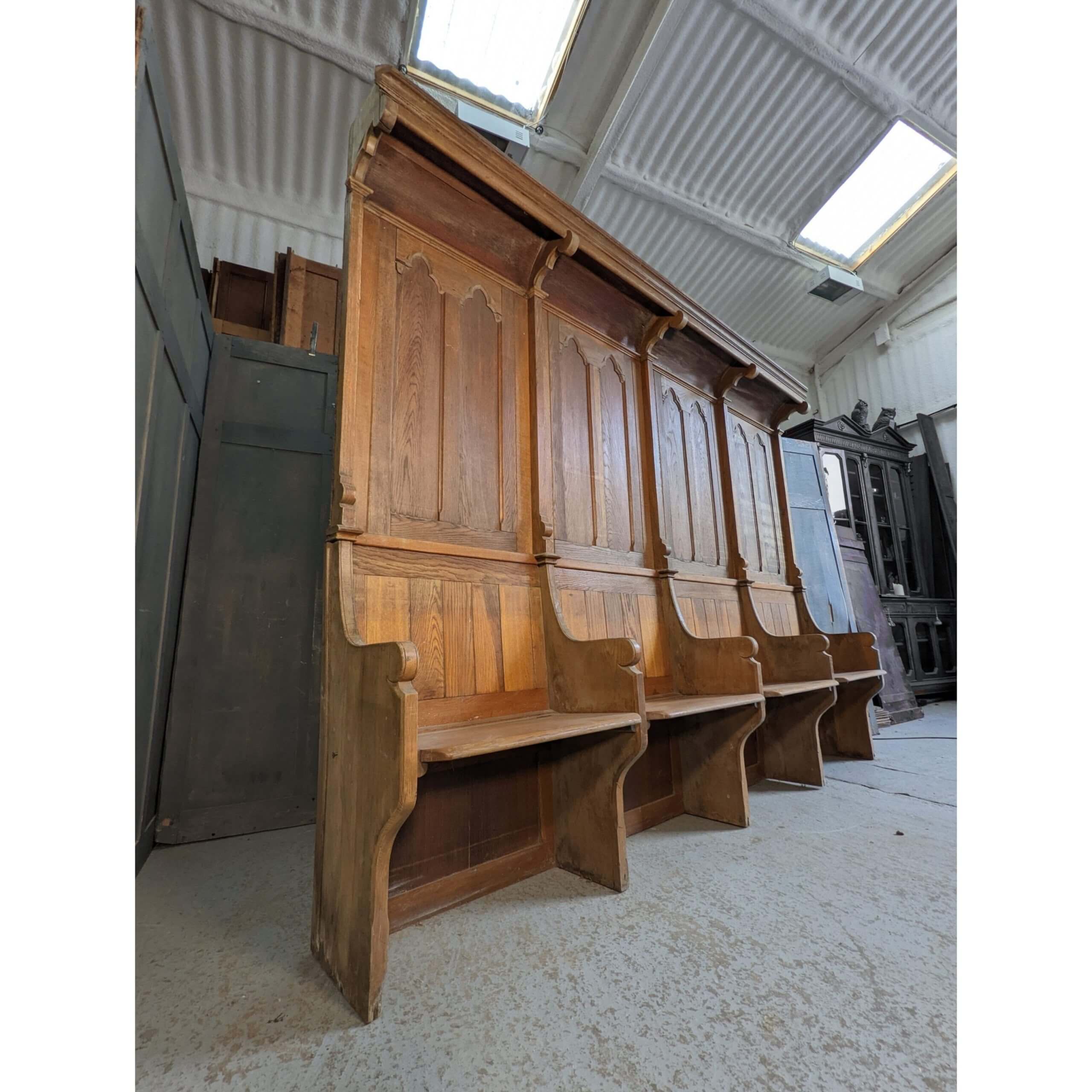 Spectacular Yet Practical Very High Back Four Seater Vintage Misericord ...