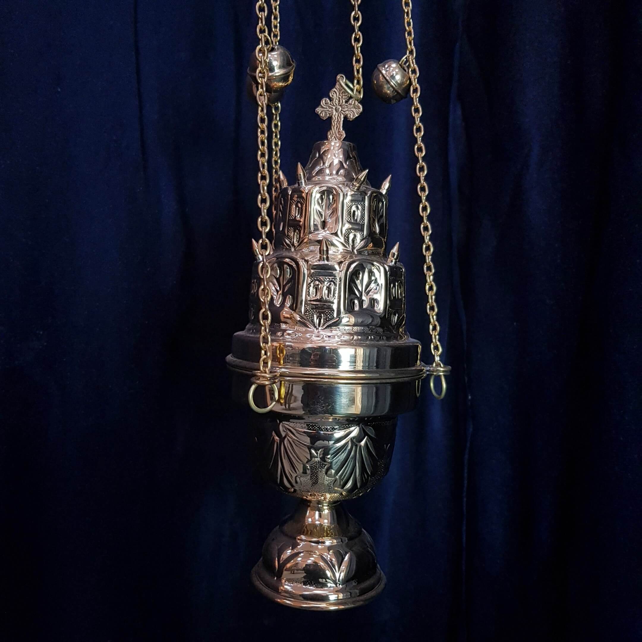 Spiked Temple Thurible Censer Incense Burner with Bells