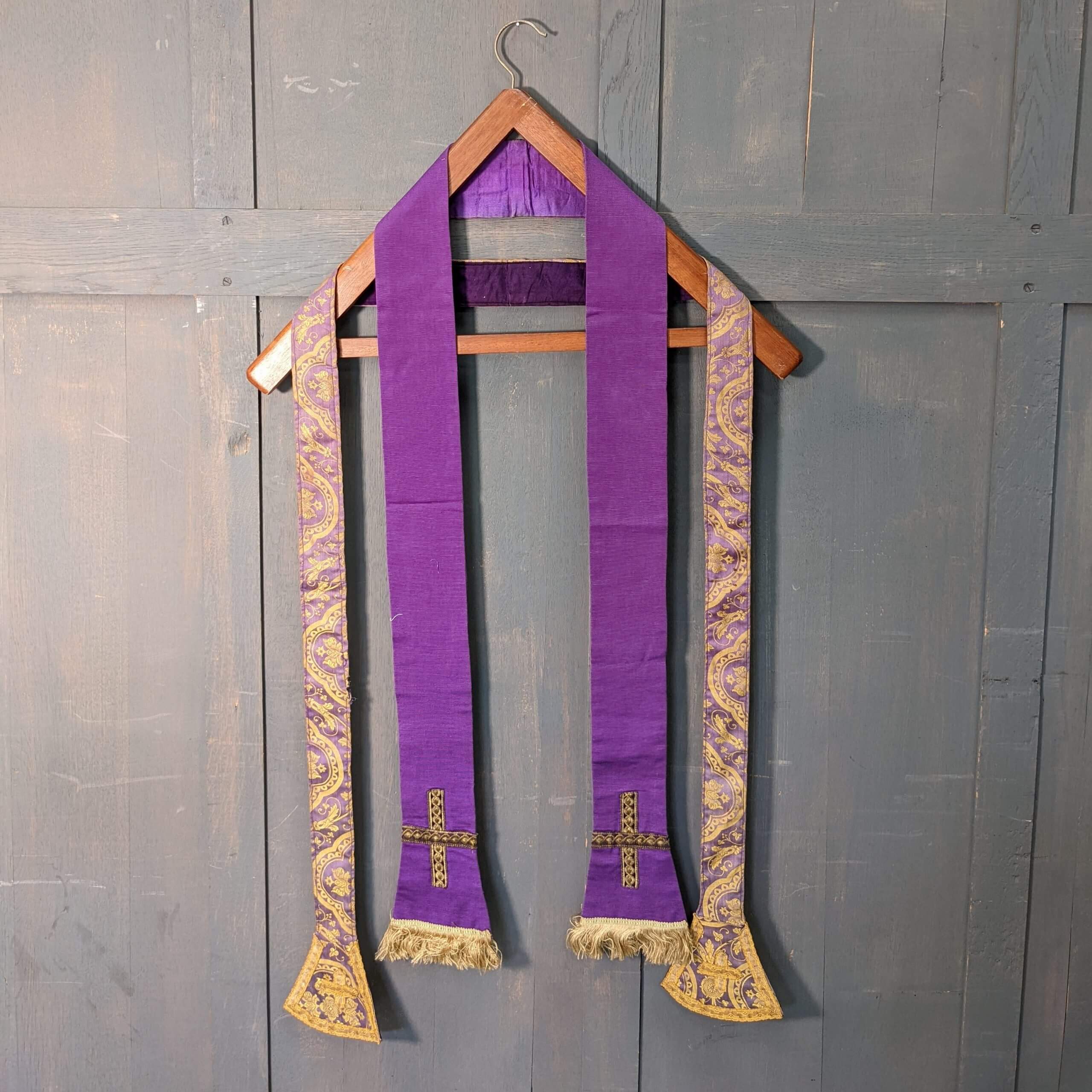Two Flared Vintage Damask & Cotton Stoles (SOLD) - Antique Church ...