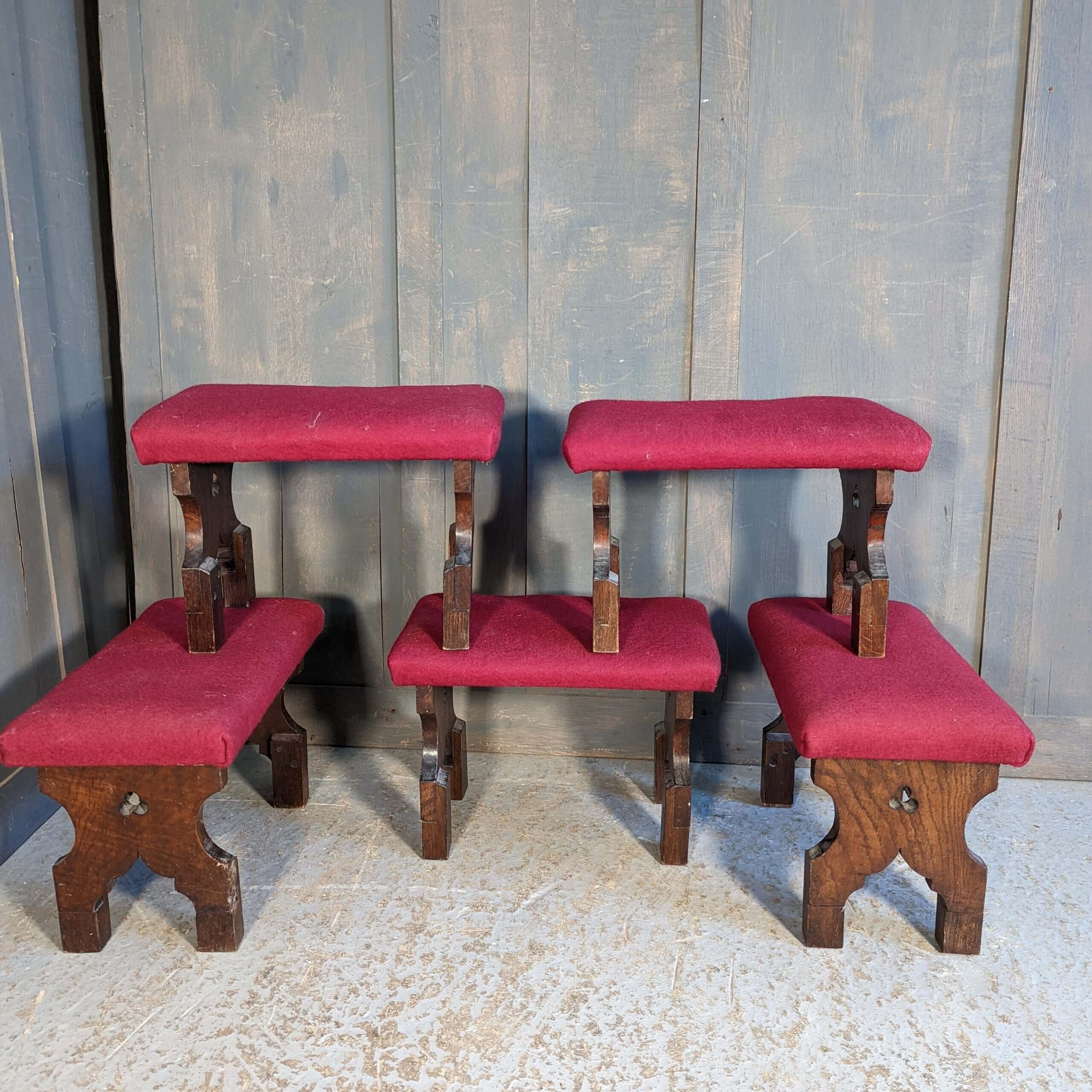 Upholstered Church Kneelers Prayer Stools with Trefoil Cutaways (SOLD ...