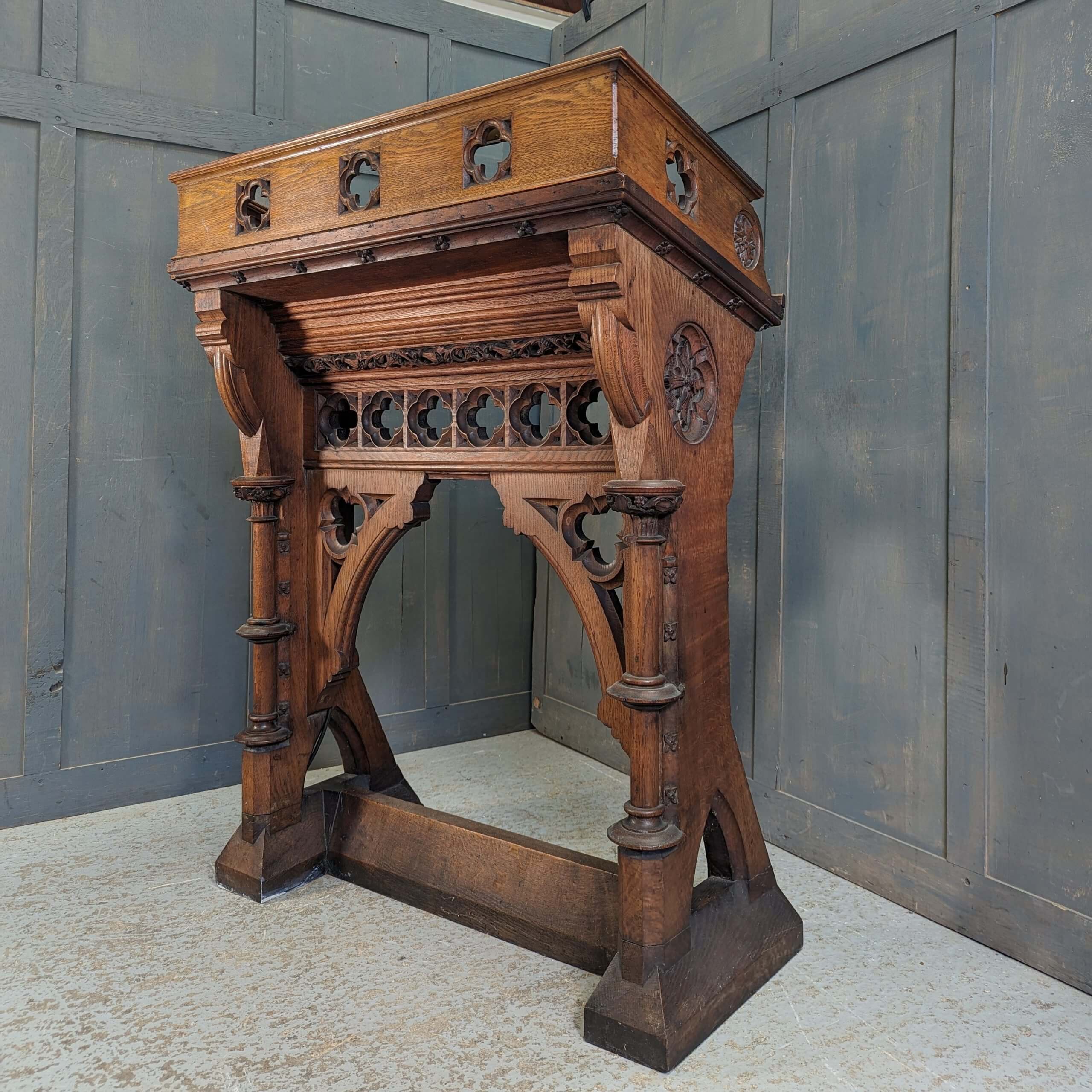 Very Grand Victorian Gothic Oak Reading Desk Ambo Lectern (SOLD ...