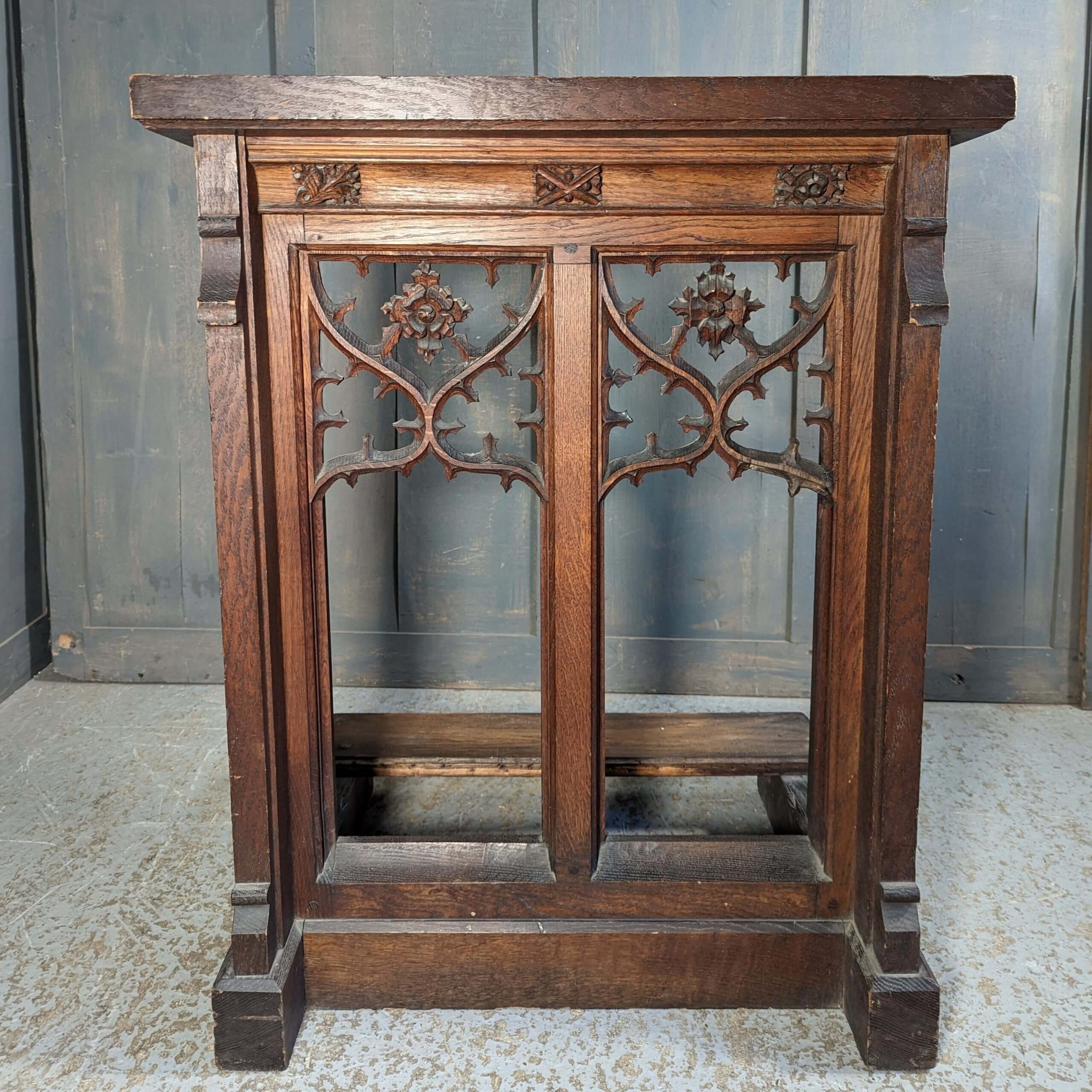Very Large Antique Oak Gothic Kneeler Prayer Desk Prie Dieu SALE ...