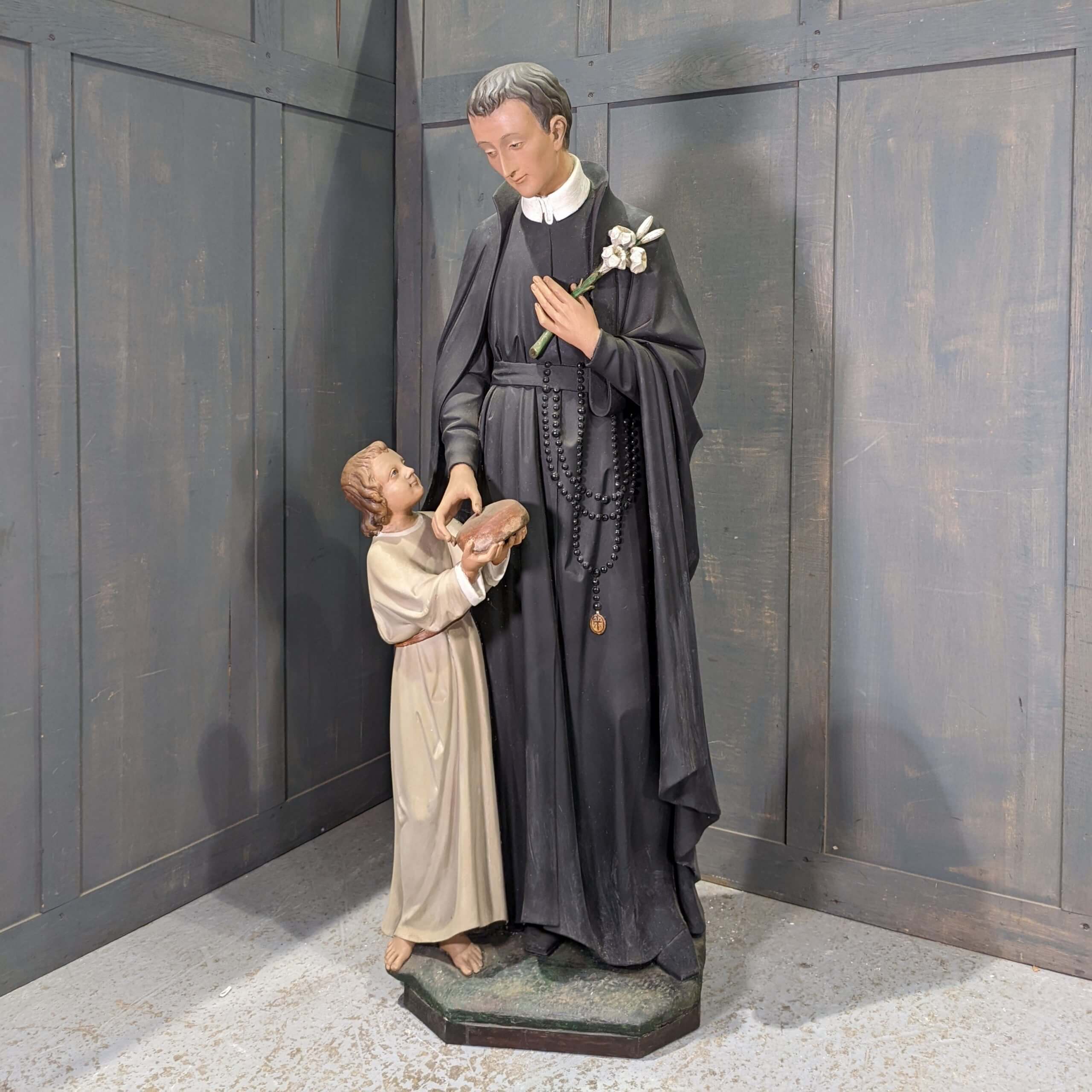 Very Large Antique Religious Statue of St Gerard Majella with Child ...