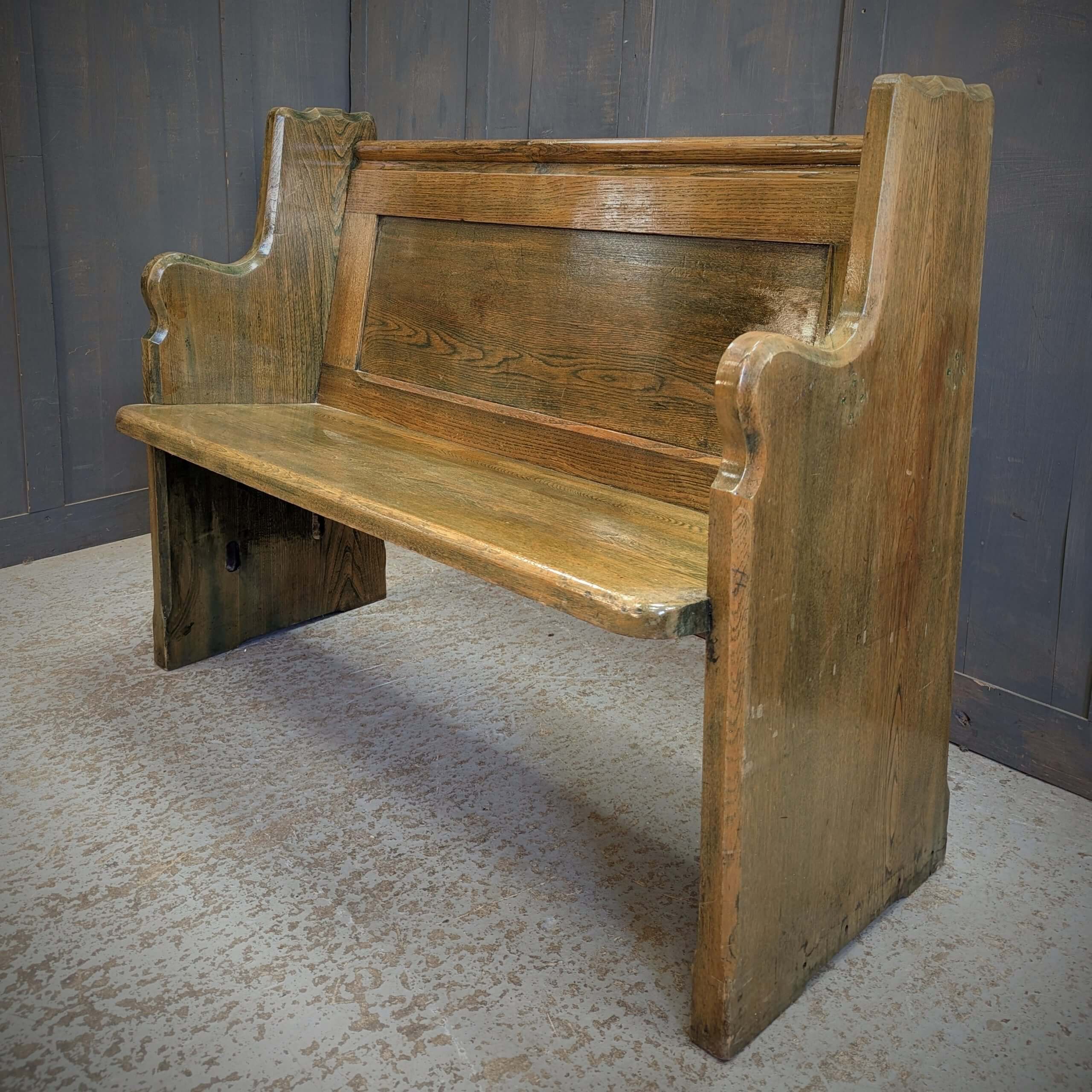 Vintage Canadian Green Oak Panel Back Church Chapel Pews Benches from ...
