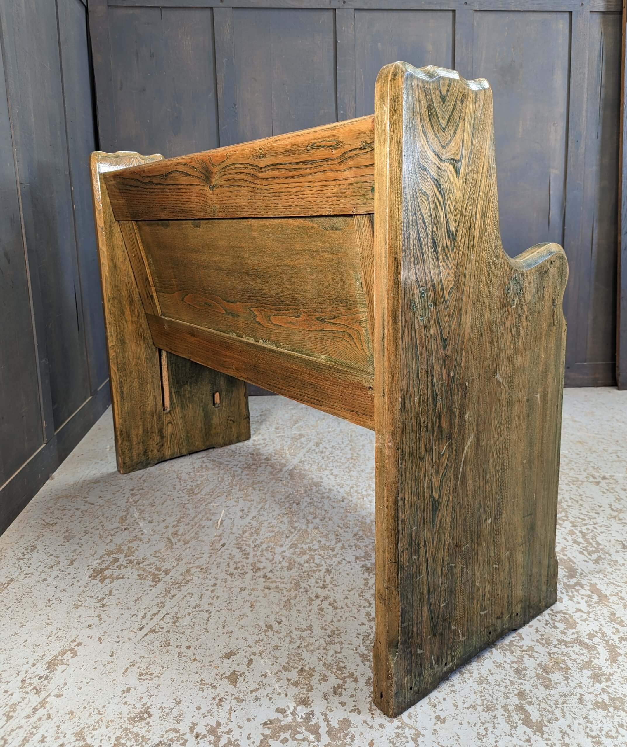 Vintage Canadian Green Oak Panel Back Church Chapel Pews Benches from ...