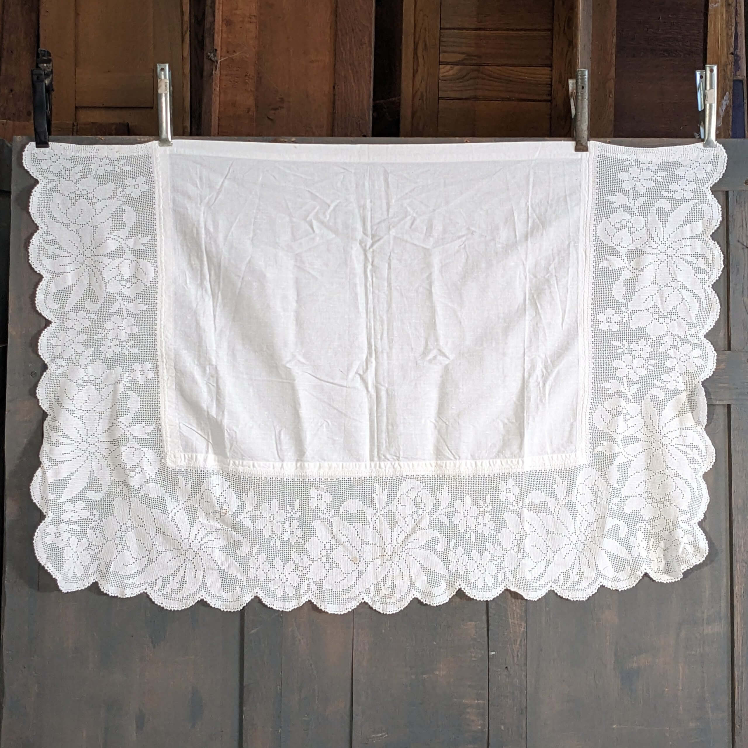 Vintage Credence Table White Cotton Floral Embroidered 3-Sided Cloth ...