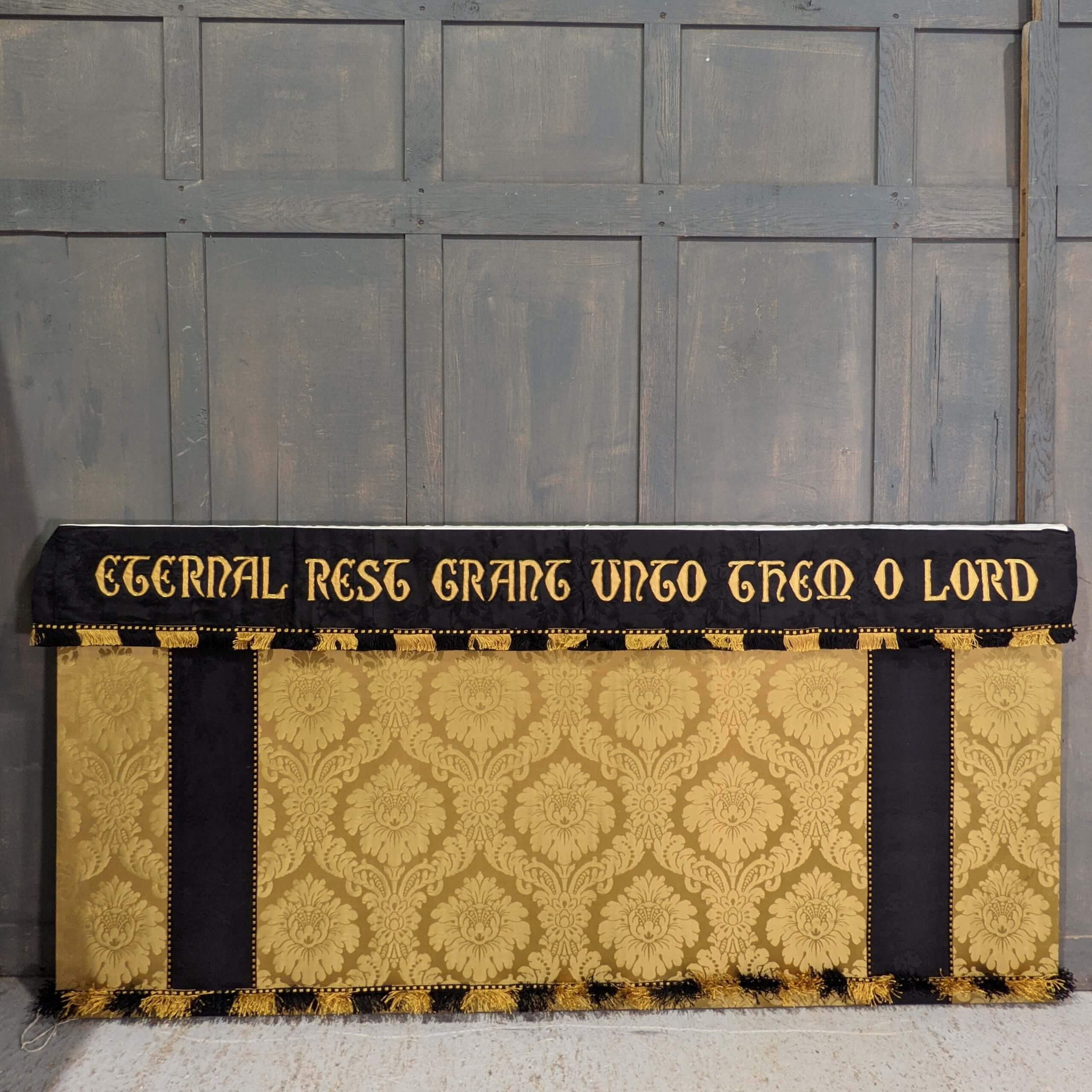 Vintage Gold & Black Damask Silk Funeral Altar Cloth with Superfrontal ...