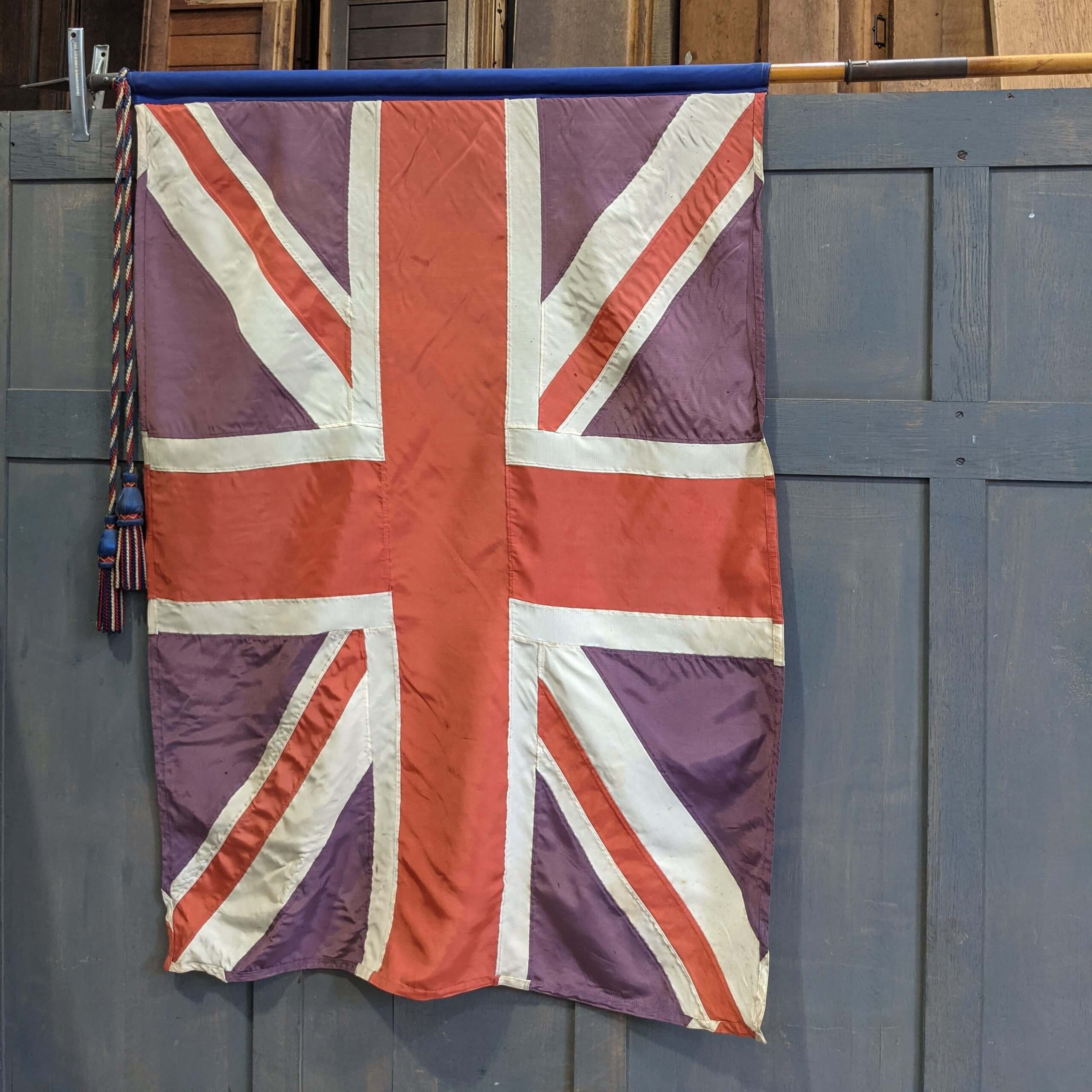 WW2 Era Union Jack Marching Flag with Two Part Pole Tassels & Brass ...