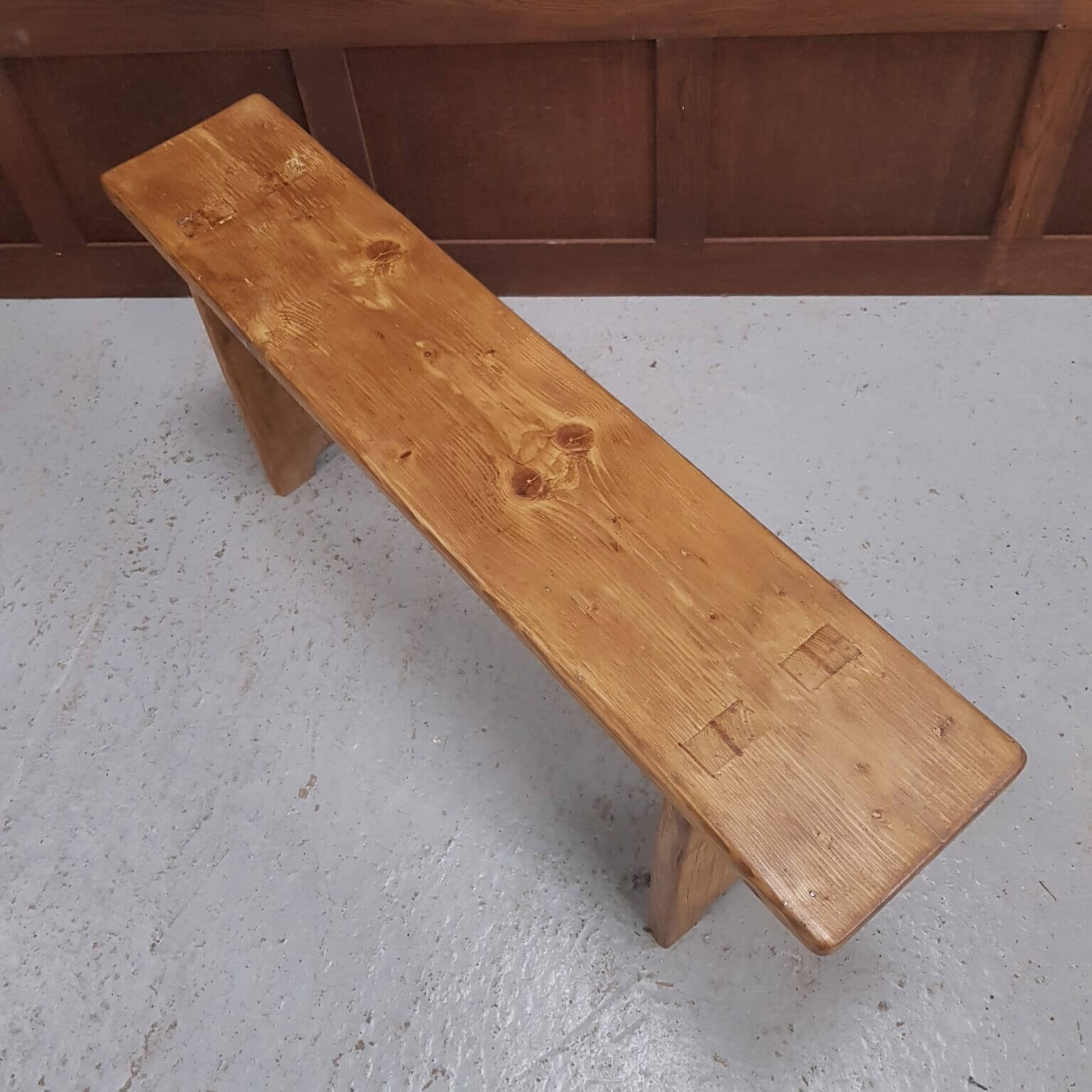 Simple Hand Made Reclaimed Pine Bench (SOLD) - Antique Church Furnishings