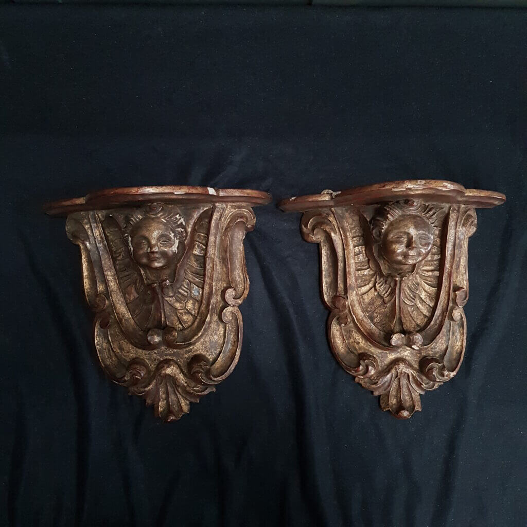 Pair of Vintage Carved Winged Angel Brackets (SOLD) - Antique Church ...