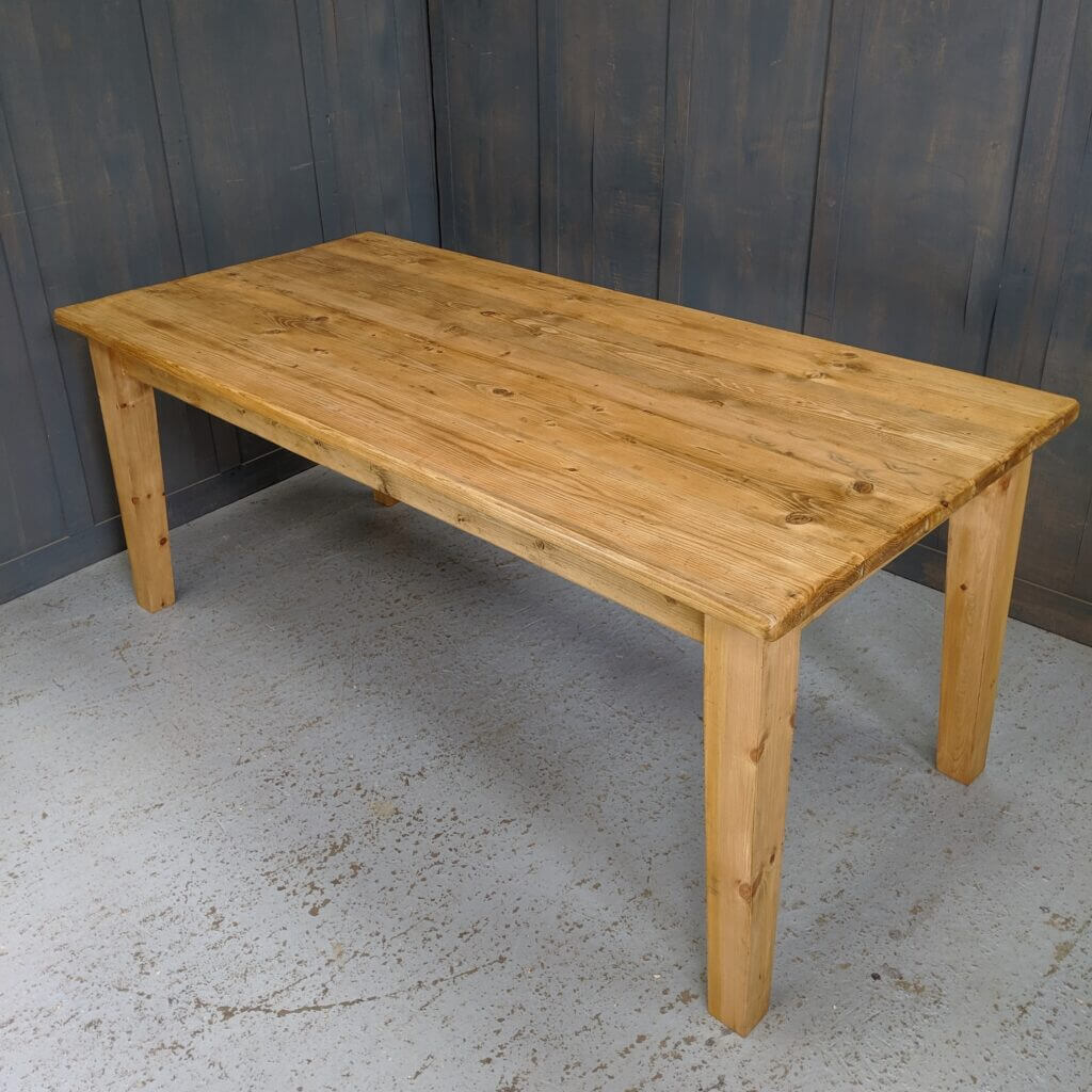 Bespoke Taper Leg Old Pine Antique Finish Plank Table (SOLD) - Antique ...