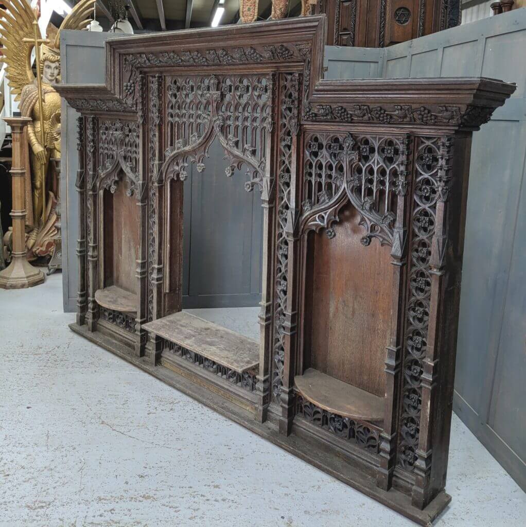 Fantastic Gothic Ultra Intricate Carved Oak Reredos Panelling from 1909 ...