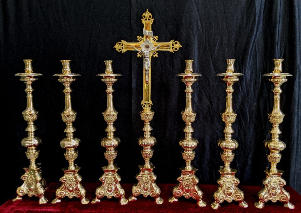 Classic Heavy Brass Large Size 'Big Six' Set of Candlesticks