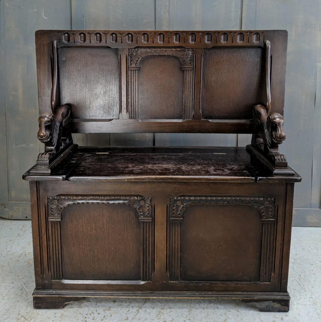 Vintage Oak & Darkwood Monks Bench by Stanley Wood of Olney (SOLD ...