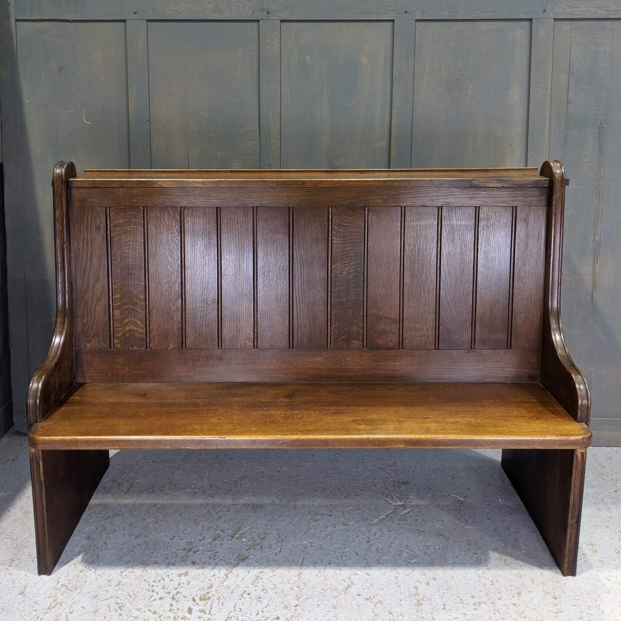 Kidbrooke Dark Oak Vintage Choir Pew with High Back & Large Top Shelf ...