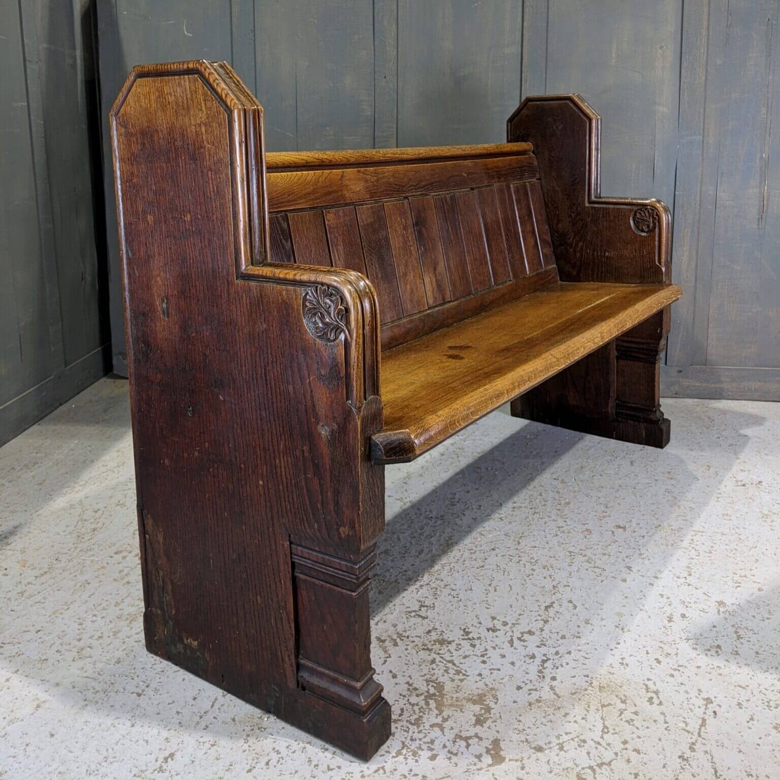 Ornate Mid-Victorian Antique Solid Oak Choir Pew from St Mary & St ...