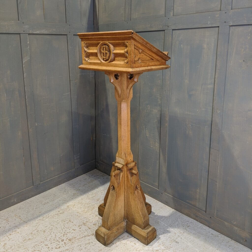 Heavy and Well Made Vintage Gothic Solid Oak Pedestal Reading Lectern ...