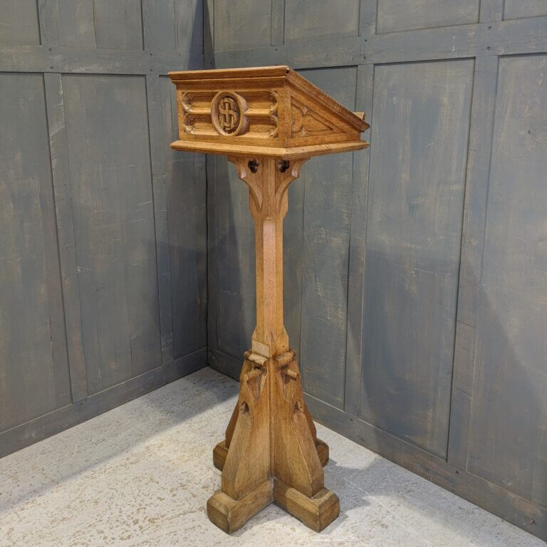 Heavy and Well Made Vintage Gothic Solid Oak Pedestal Reading Lectern ...