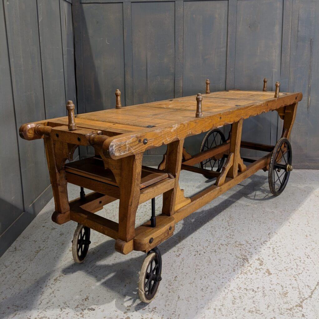 Remarkably Preserved Antique Victorian Solid Oak Steerable Coffin Bier ...