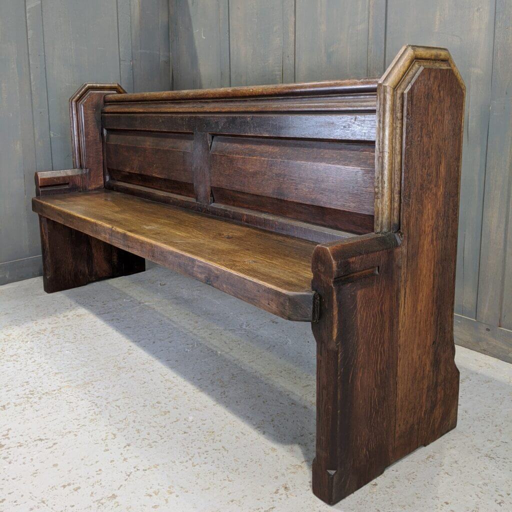Lutterworth 1850's Heavy Oak Church Chapel Pew Bench with Panel Back ...