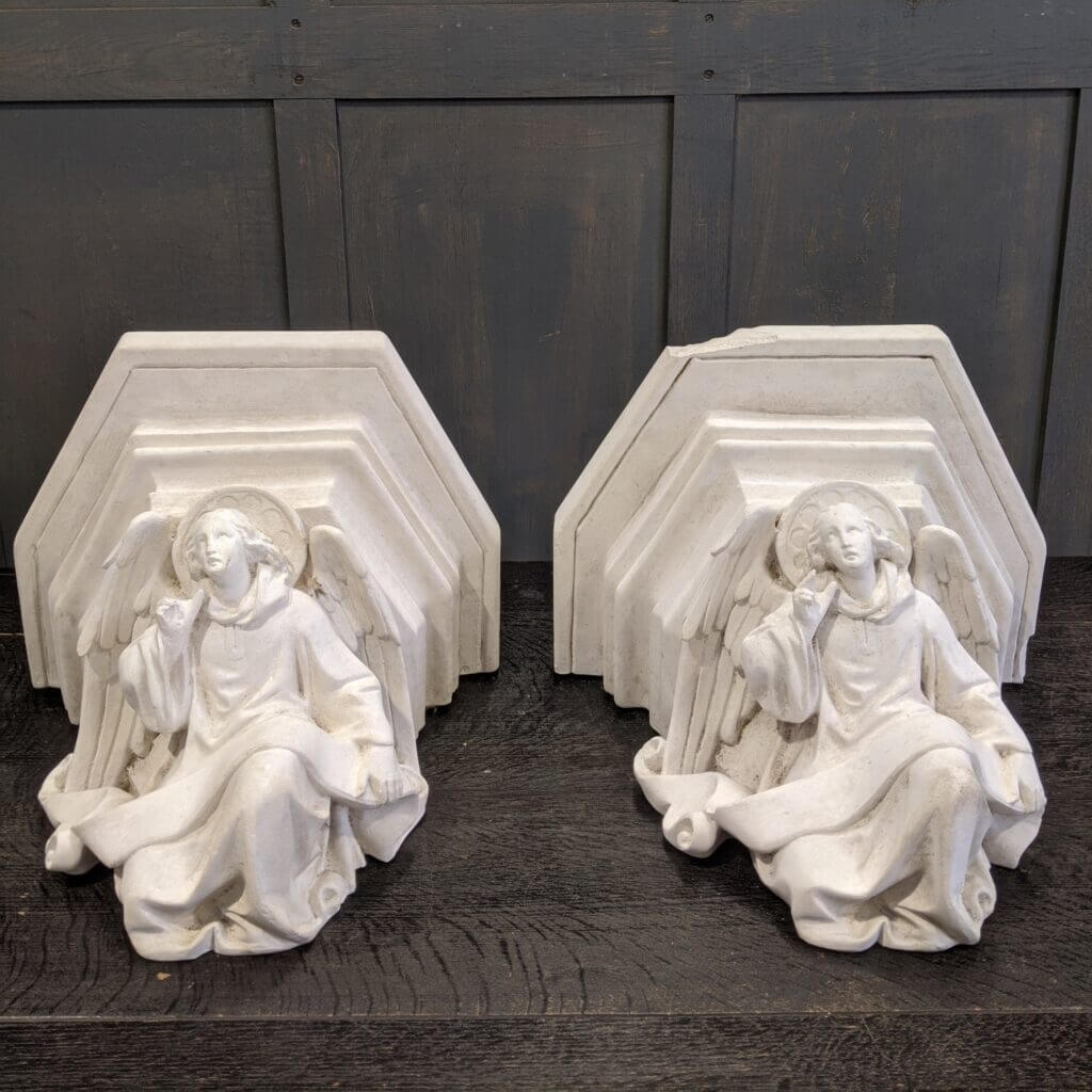 Pair of Antique Wall Mounted Angel Plinths, Stands, Capitals for ...