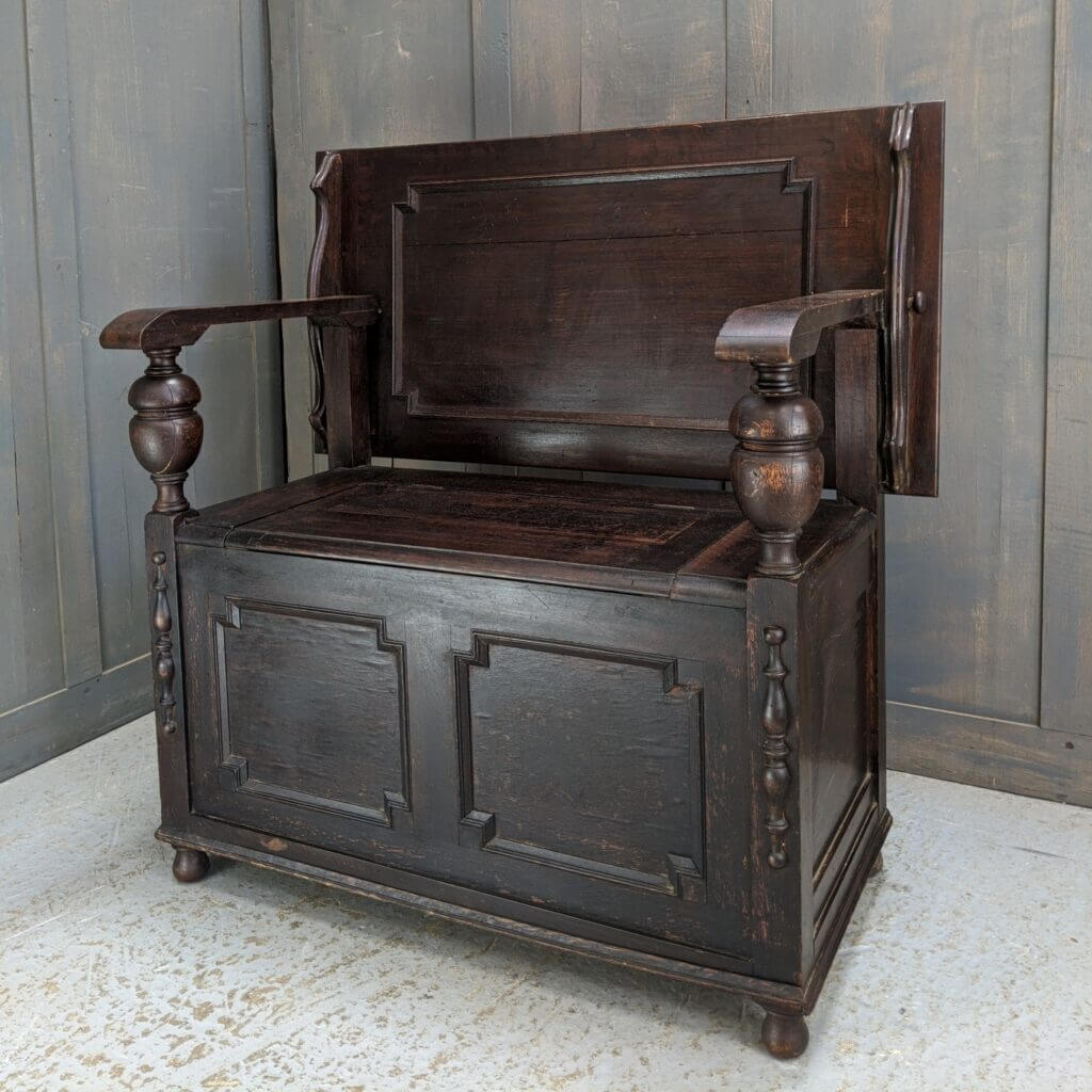 Queen Anne Style Vintage Dark Oak Monks Bench (SOLD) - Antique Church ...