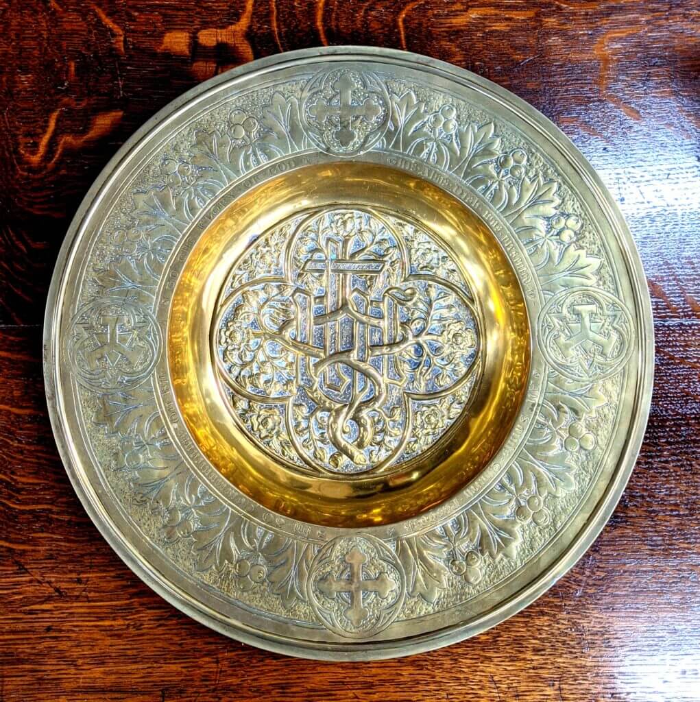 Spectacular 1876 Antique Large Brass Offertory Plate from All Saints ...