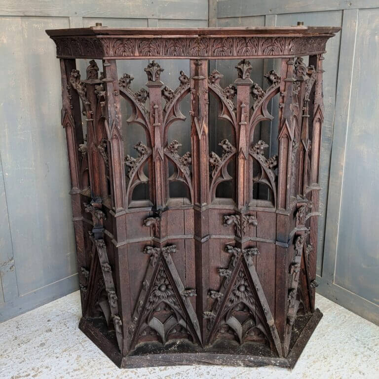 Antique Victorian Ornate Gothic Carved Pulpit Reading Platform Section ...