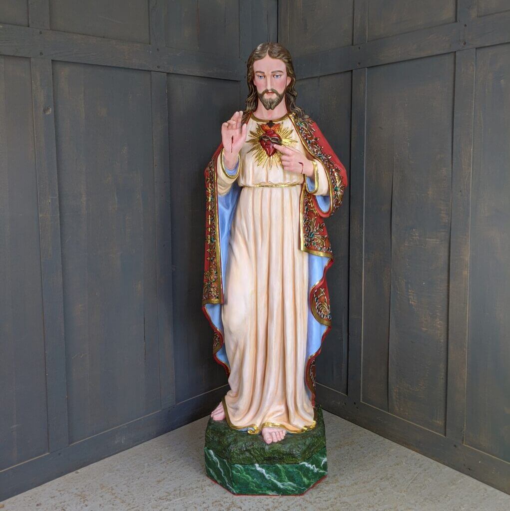Life Size Jesus Sacred Heart Statue Recently Restored No Expense Spared ...