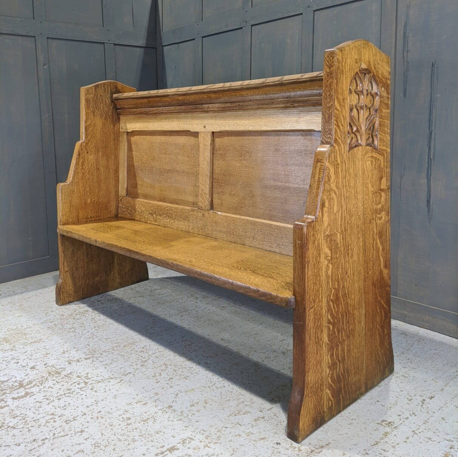 St Matthew's Birmingham Vintage Honey Oak Gothic Church Choir Pew Bench ...
