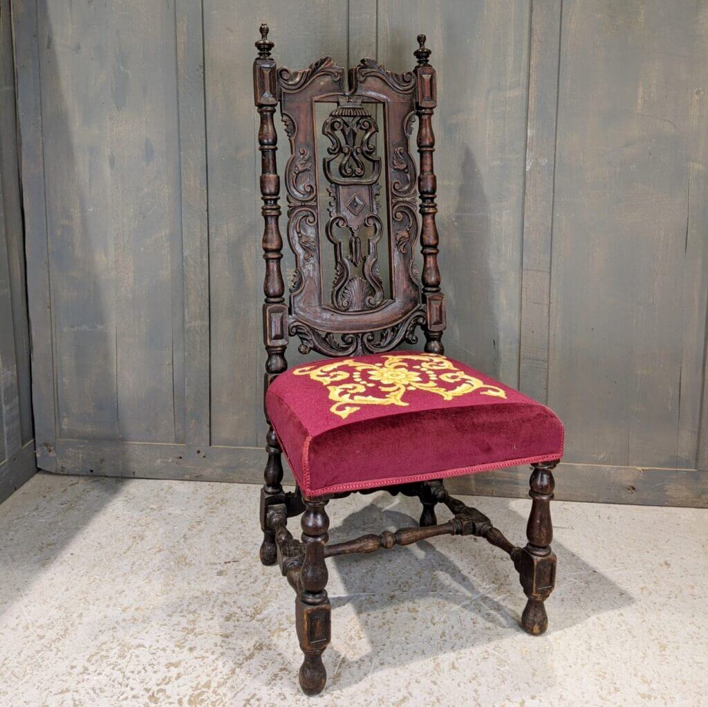 Excellent Quality & Beautiful Antique Reupholstered Carved Carolean ...