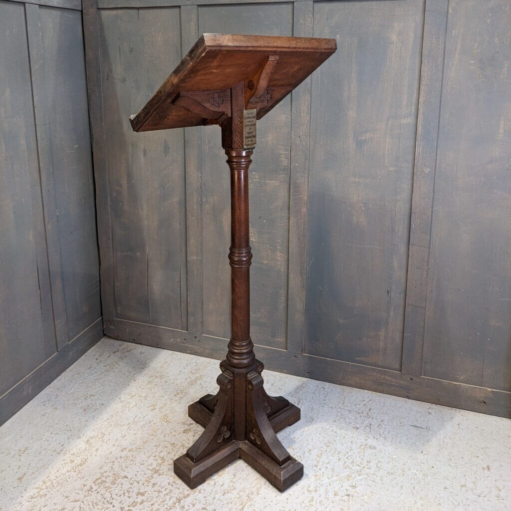 Late Victorian Simple Gothic Oak Pedestal Church Lectern from St Thomas ...