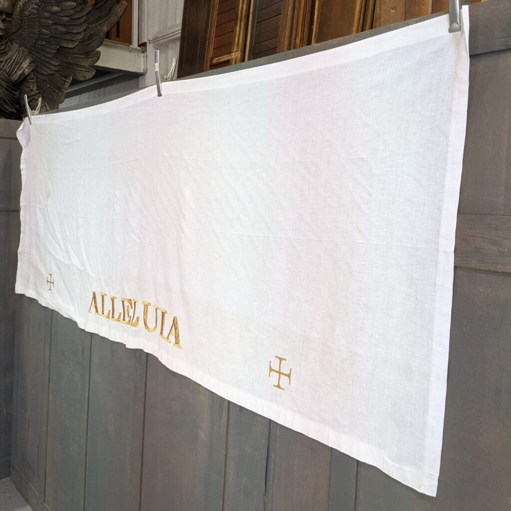 Large White Linen Altar Cloth with Gold Crosses & Alleluia (SOLD ...