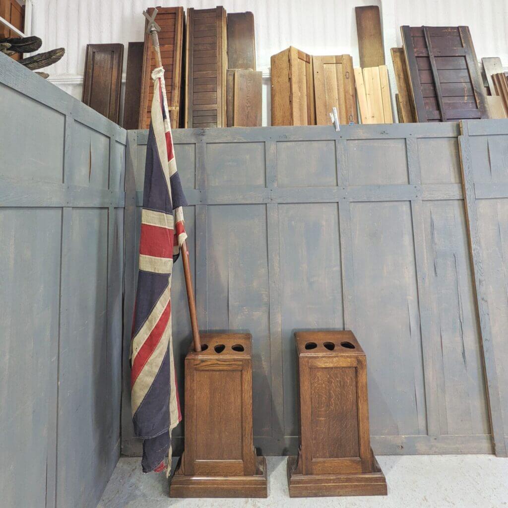 Vintage Oak Flag Holders Display Boxes (SOLD) - Antique Church Furnishings