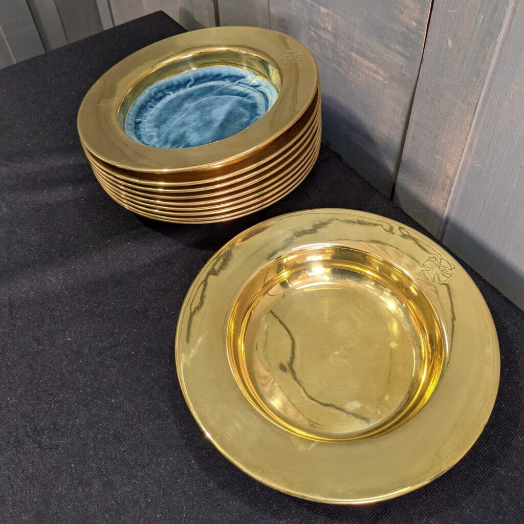 1930's Vintage Heavy Brass Church Collection Plates from Bournemouth ...