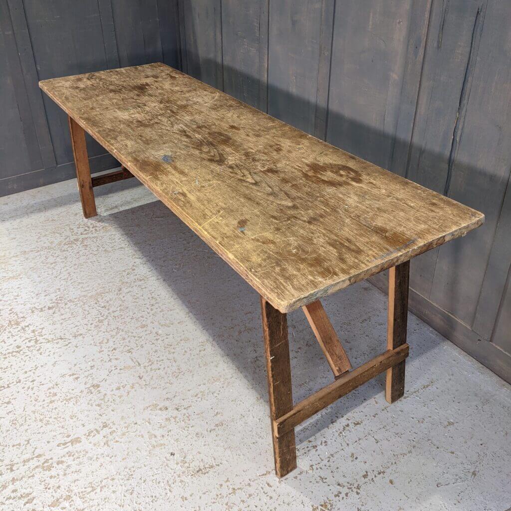 Simple Vintage Canadian Oak Folding Leg Trestle Tables (SOLD) - Antique ...