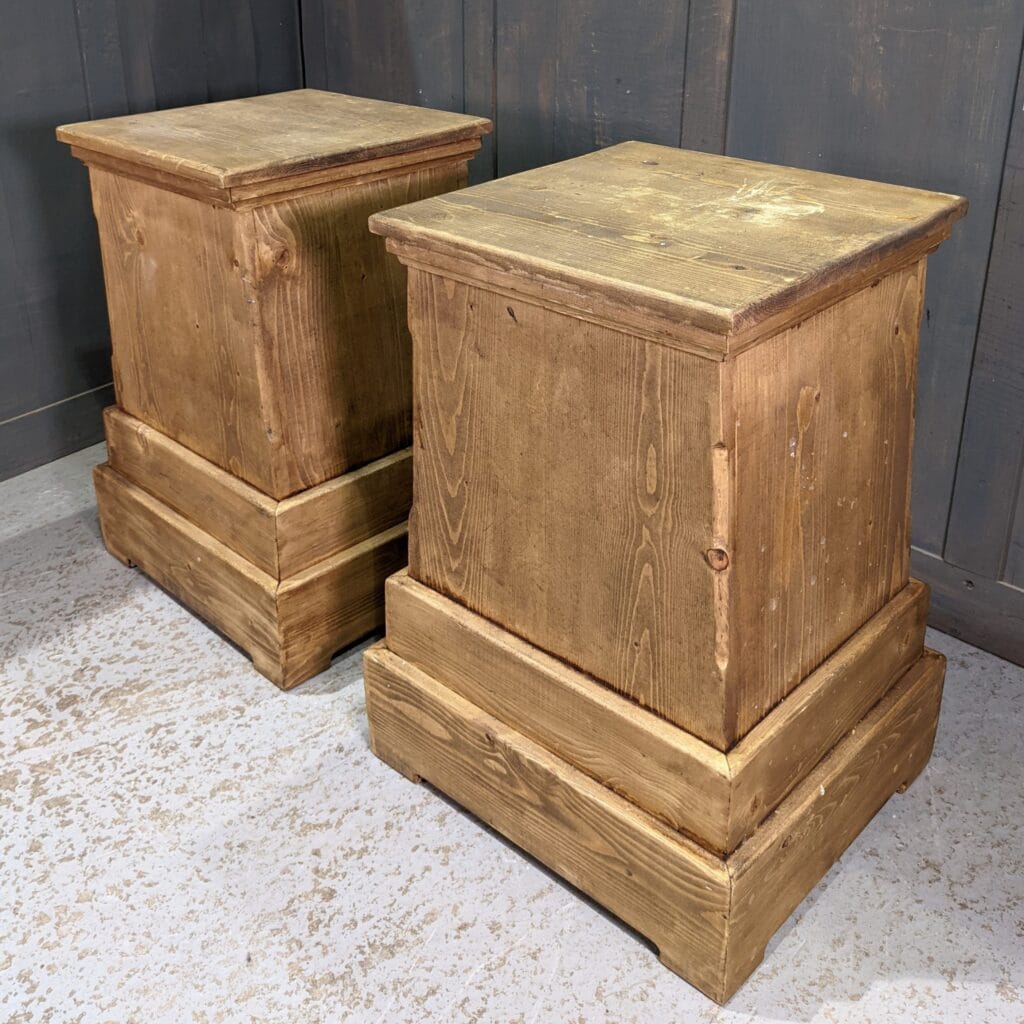 Pair of Simple Squat Pine Heavy Statue Plant Stands (SOLD) - Antique ...