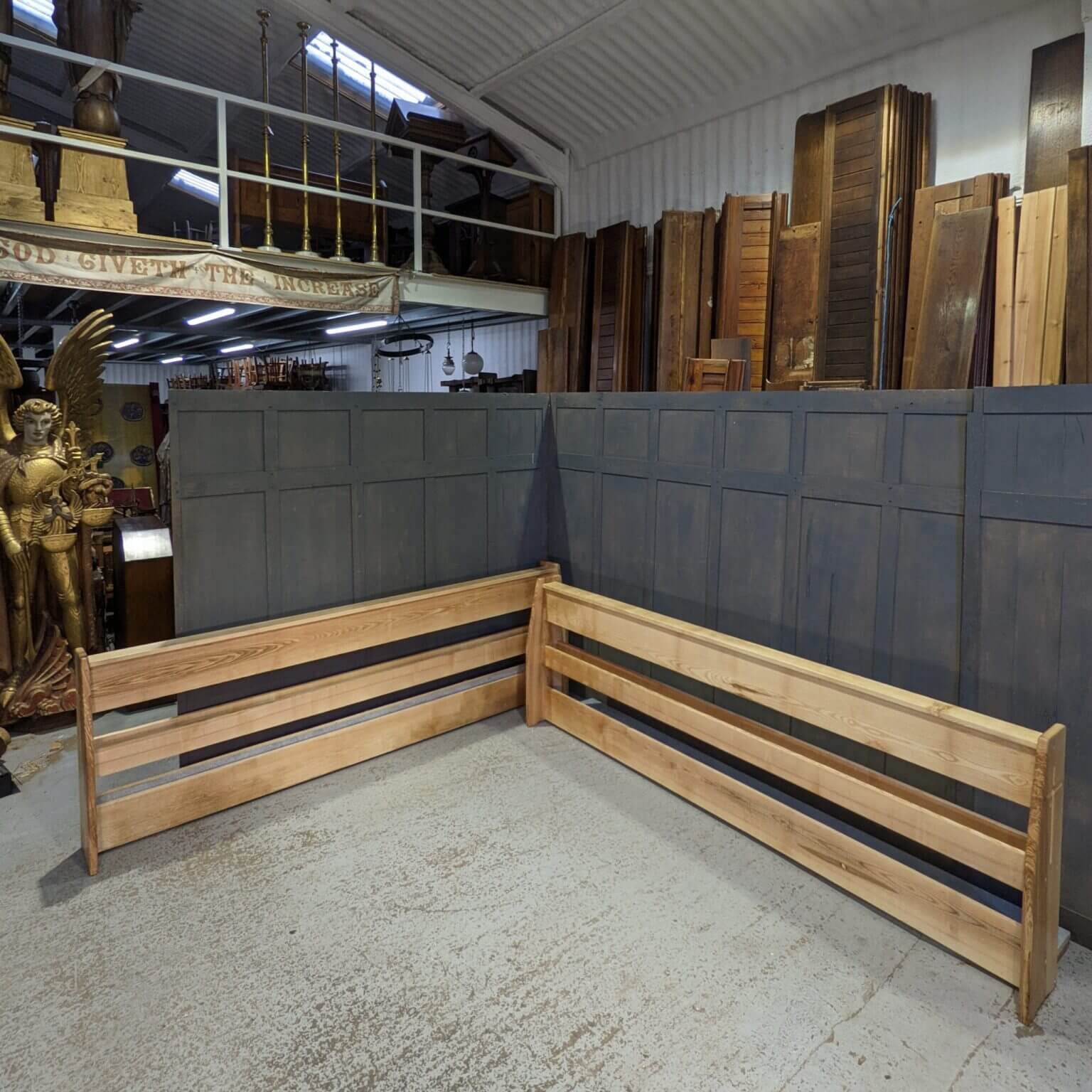 Pair of Long Modern Hardwood Altar Rails Choir Fronts Pew Fronts with ...