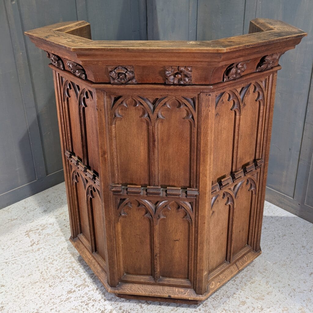 Beautiful 1876 Oak Gothic Smaller Size Pulpit from St Mary's Ely (SOLD ...
