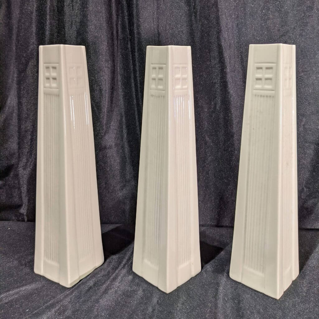 Three Stylish Deco Themed Irish Church Flower Vases by Belleek (SOLD ...