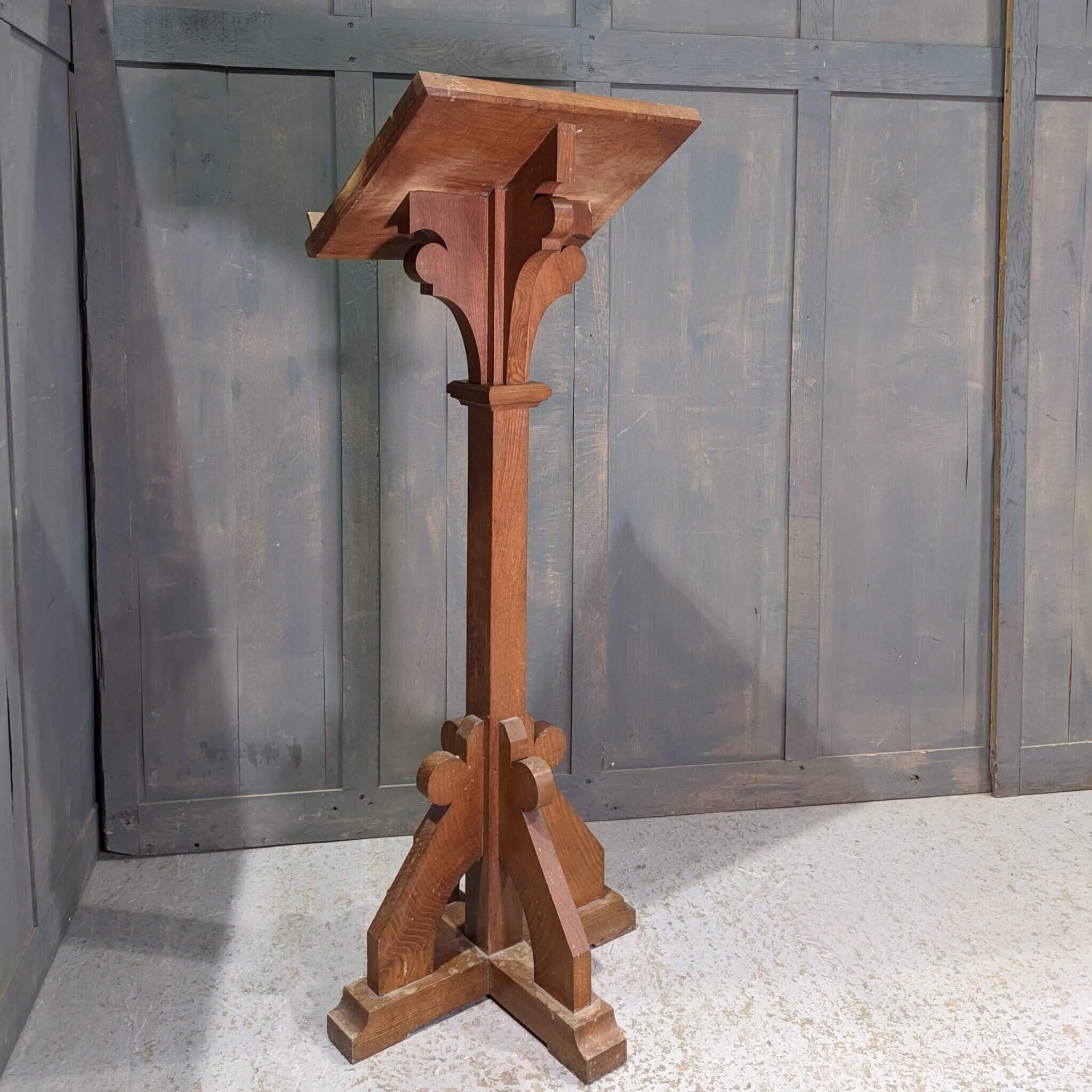 Mid Century Classic Oak Pedestal Church Lectern Ambo (SOLD) - Antique ...