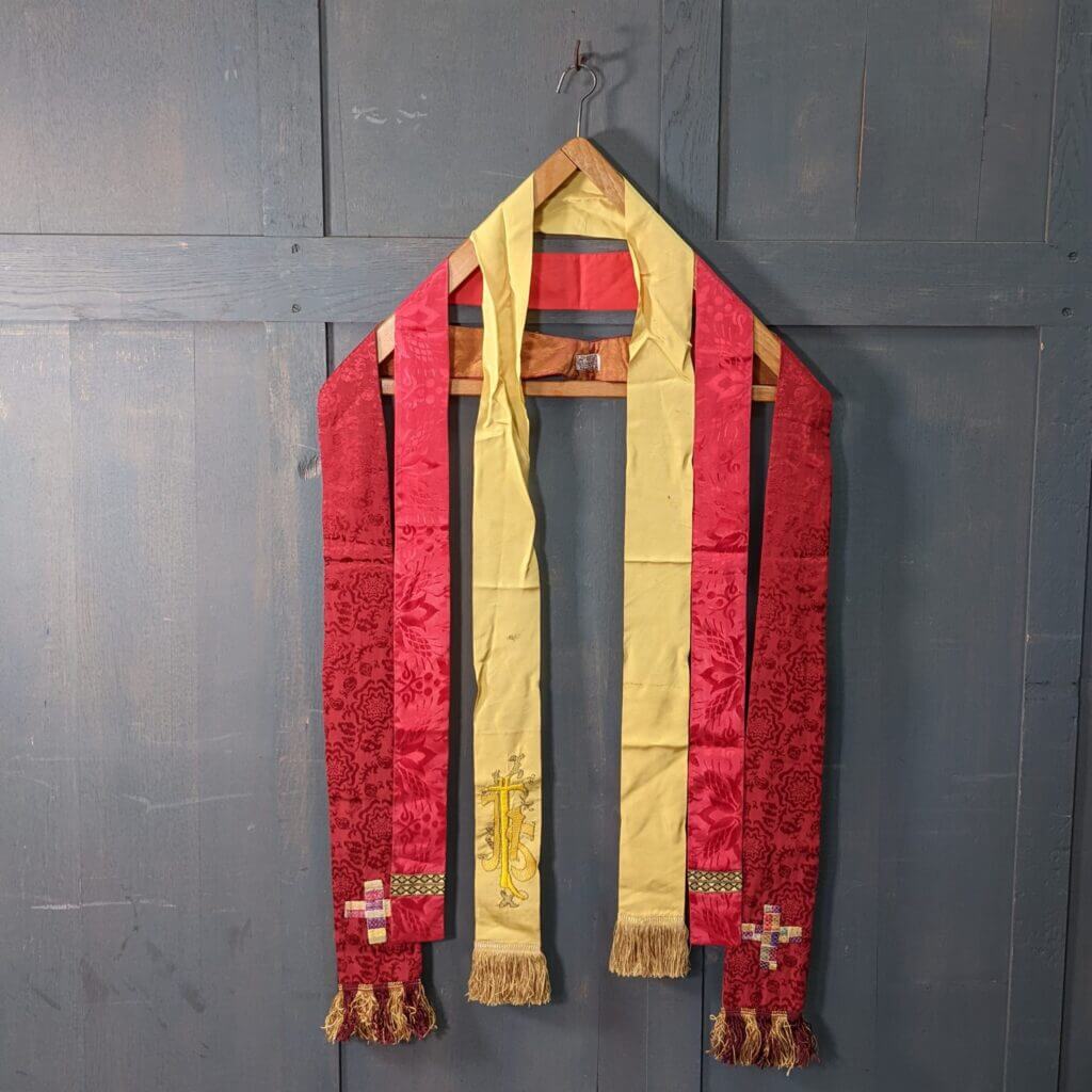 Black Funeral Preaching Stole with Crosses & Gold Fringe - Antique ...