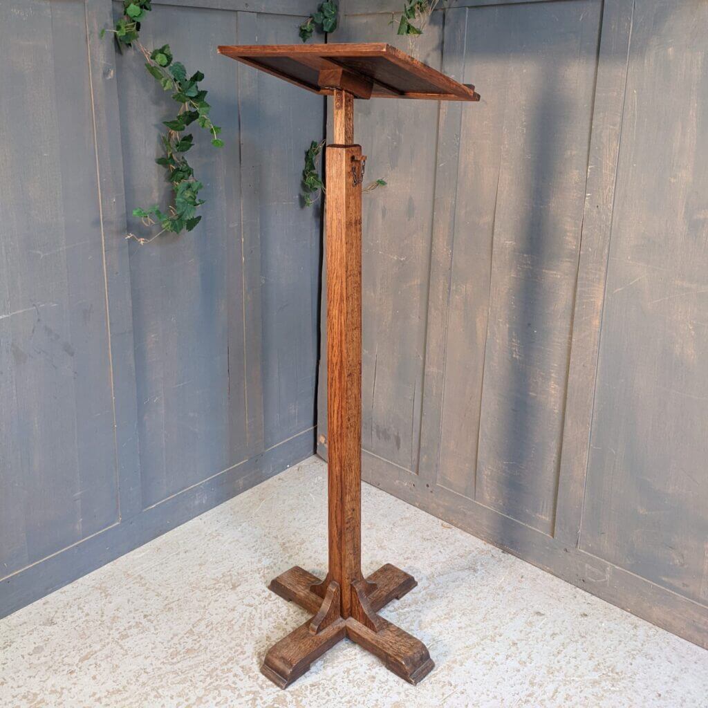 Simple 1950's Vintage Adjustable Oak Pedestal Lectern (SOLD) - Antique ...
