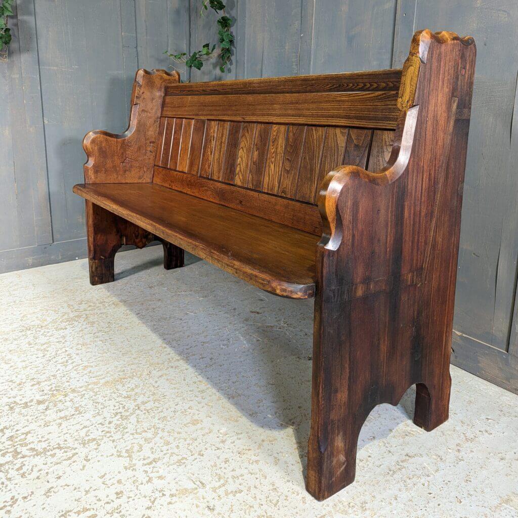 Art Nouveau Influenced Antique Oak Pew Bench from Brownhills Baptist ...